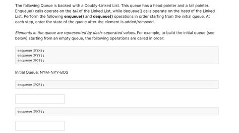 Solved The Following Queue Is Backed With A Doubly Linked
