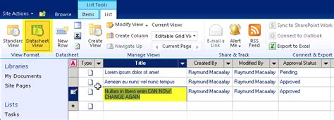 How To Create An Editable Sharepoint Datasheet View With Content