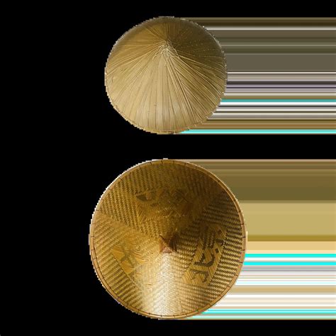 Vintage Chinese Split Bamboo And Plaited Leaf Conical Hats A Pair