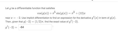 Solved Let G Be A Differentiable Function That Satisfies Chegg