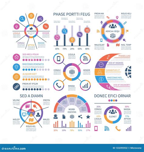 Infographics Marketing Graphs Financial Workflow Diagram Bar Chart Stock Vector Illustration
