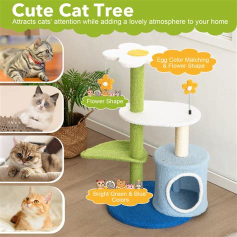 345 Inch 4 Tier Cute Cat Tree With Jingling Balls And Condo Costway