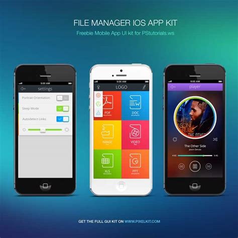 Free Download File Manager Ios App Kit By Pixelkit Photoshop Tutorials