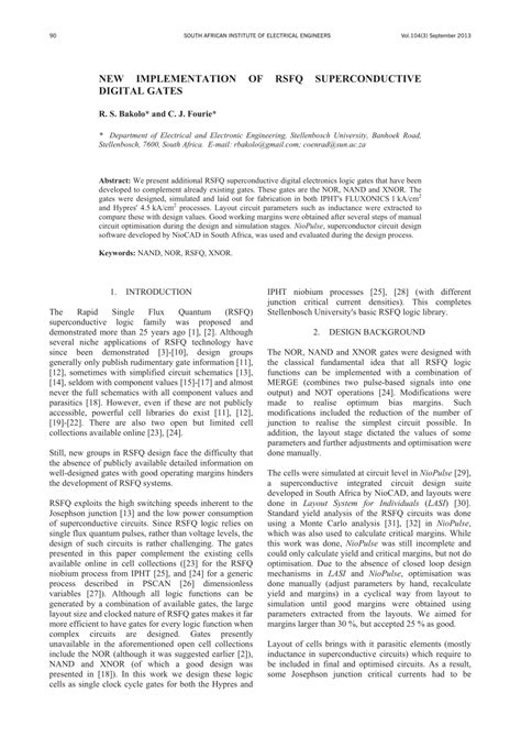 Pdf New Implementation Of Rsfq Superconductive Digital Gates