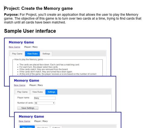 Solved Project Create The Memory Game Purpose For Project