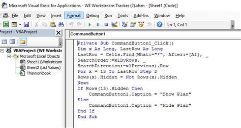 Excel Use Button To Hideunhide Rows Based On Cell Value Microsoft