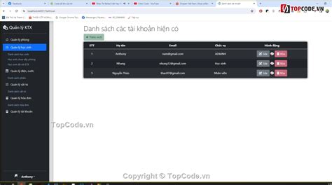Full source code web QUẢN LÝ KÝ TÚC XÁ cho sinh viên làm đồ án Viết