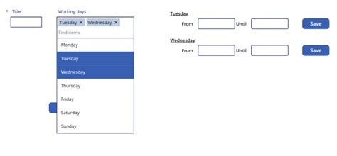 a form with a multi select dropdown with additional information