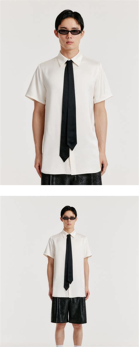 잉크 얀키 숏 슬리브 타이 셔츠 아이보리 Eenk Kream