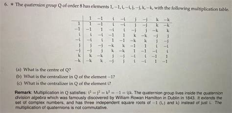 Solved The Quaternion Group Q Of Order Has Elements Chegg
