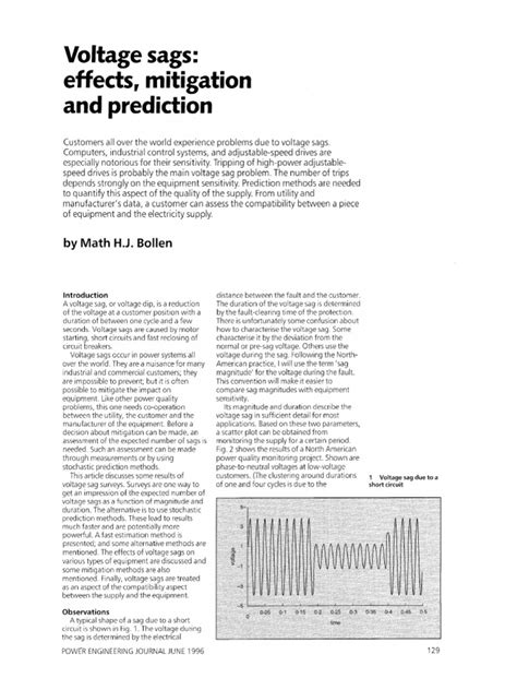 Voltage Sags Effects Mitigation And Prediction Pdf Rectifier