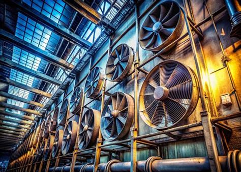 Closeup View Of Industrial Air Ventilation System Components Ductwork