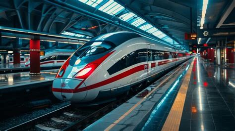 Highspeed Train Systems With Modern Design And Infrastructure Premium Ai Generated Image