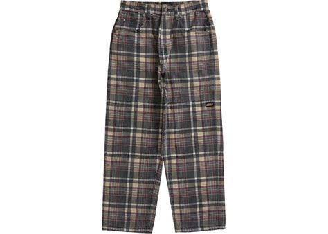 Supreme Dickies Double Knee Baggy Jean Brown Plaid Mens Fw23 Us