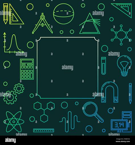 Stem Education Green Square Vector Frame Science Technology Engineering Math Concept