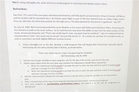 Solved Part 2 Using Write And Test A Small