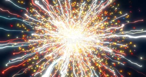 Abstract Glowing Energy Explosion Fiery Whirlwind Fireworks From Lines And Magic Stock