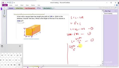 solved a box with square base has length plus girth of 108 in girth