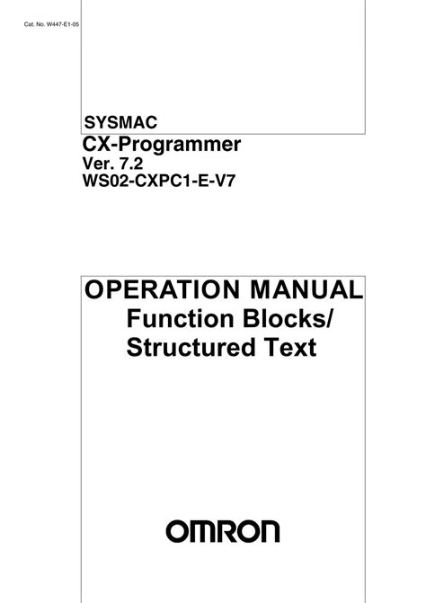 CX Programmer Ver WS CXPC E V Operation Manual