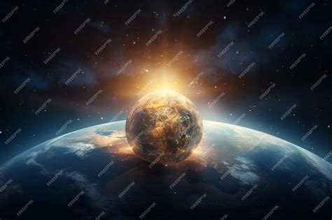 Earth Resting On Soft Light Beams Symbolizing Unity Premium Ai