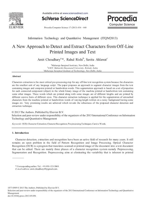 pdf a new approach to detect and extract characters from off line