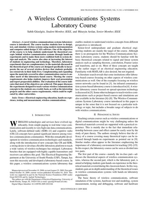 Pdf A Wireless Communications Systems Laboratory Course