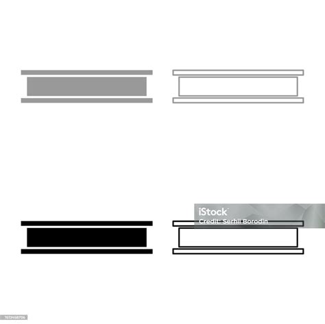 빔 대들보 I빔 강철 막대 레일 조각 건설 금속 산업 개념 건축 자재 세트 아이콘 회색 검정색 벡터 그림 이미지 솔리드 채우기