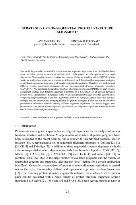 Pdf Strategies Of Non Sequential Protein Structure Alignments