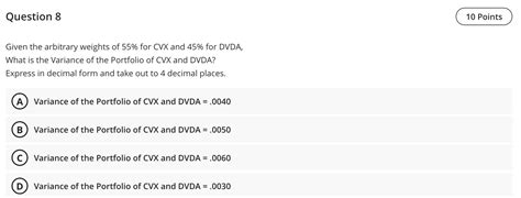 Given The Abritrary Weights Of 55 For Cvx And 45