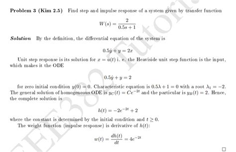 Solved Problem Kim Find Step And Impulse Response Of Chegg Com