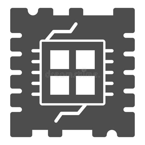 Quad Core Processor Chip Solid Icon Neural Dataset Concept Vector