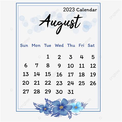August 2023 Calendar Png Image August 2023 Calendar In Frame Calendar