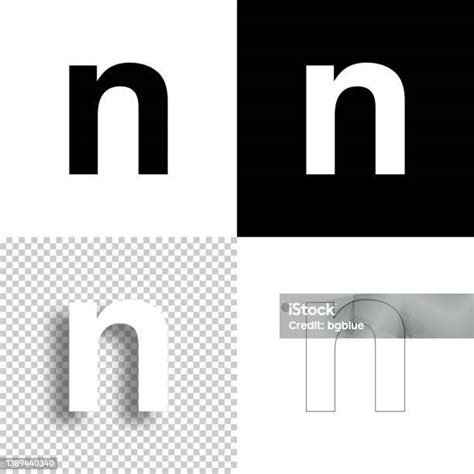 편지 N 디자인 아이콘입니다 빈 흰색 및 검은색 배경 선 아이콘 개념에 대한 스톡 벡터 아트 및 기타 이미지 개념 검은색 검정색 배경 Istock