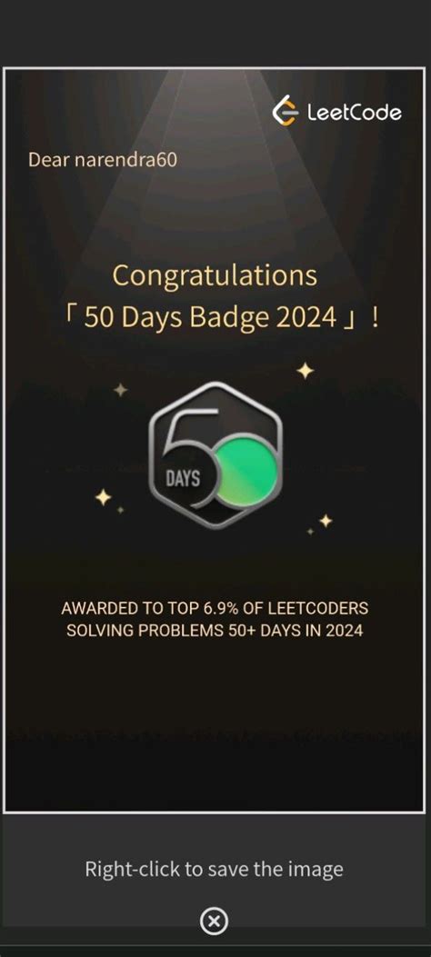 Leetcode Coding Achievement Problemsolving Continuouslearning Narendra Kumar