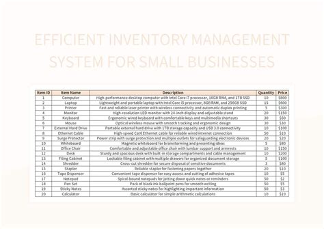 Efficient Inventory Management System For Small Businesses Excel Template And Google Sheets File