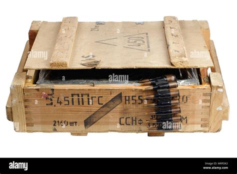 Army Box With Ammunition Belt Isolated Stock Photo Alamy