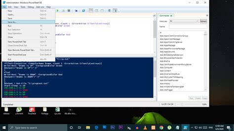 script to ping multiple ip addresses and host names using powershell