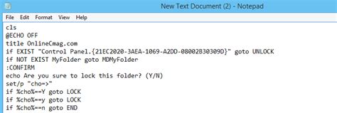 How To Password Protect A Folder Using Notepad