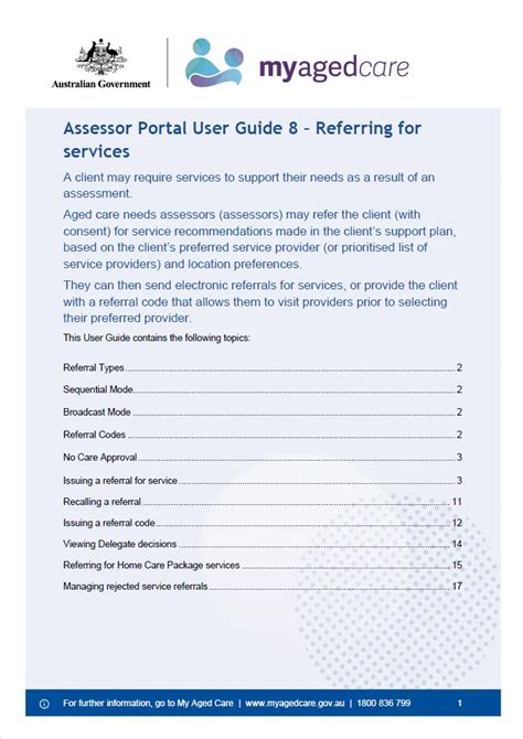 My Aged Care Assessor Portal User Guide 8 Referring For Services Australian Government