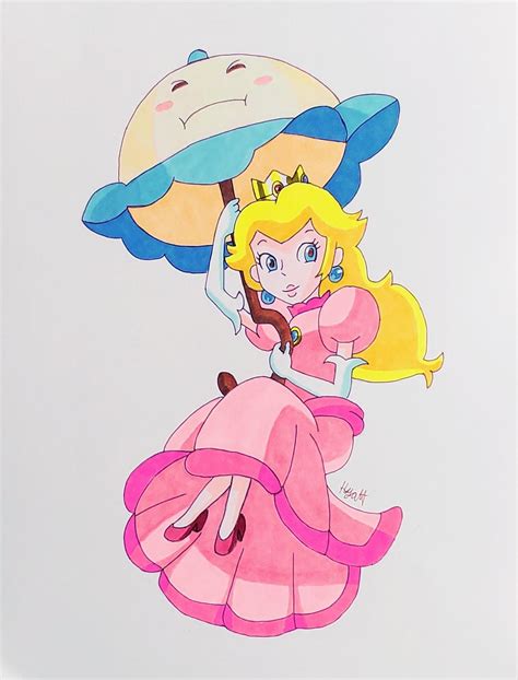 Floating Princess Peach Drawn And Colored By Me R Mario