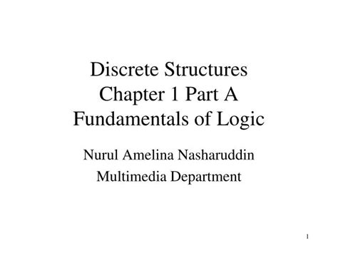 Ppt Discrete Structures Chapter 1 Part A Fundamentals Of Logic