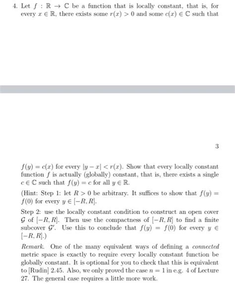 solved 4 let f r→c be a function that is locally constant