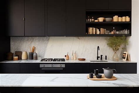 대리석 주방 아일랜드가 있는 블랙 대리석 주방 3d 렌더링 럭셔리 주방 인테리어 디자인 영감 고화질 사진 사진 집 디자인 배경 일러스트 및 사진 무료 다운로드