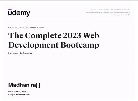 completed web development course on udemy madhan raj posted on the