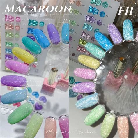 마카롱 반짝이 반사 젤 매니큐어 반짝이 장식 조각 Uv Led 광택 흡수 네일 아트 장식 15 색 Aliexpress