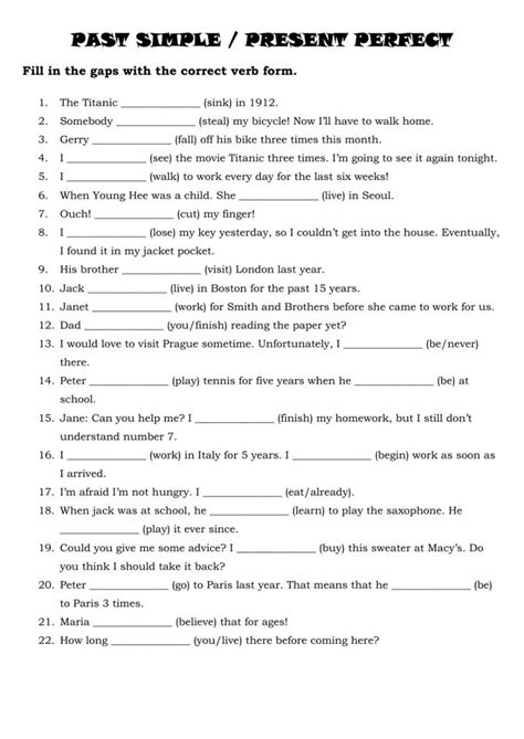 Present Perfect And Past Simple Interactive Activity For B1 Present
