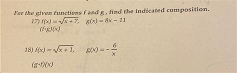 Solved For The Given Functions F ﻿and G ﻿find The Indicated