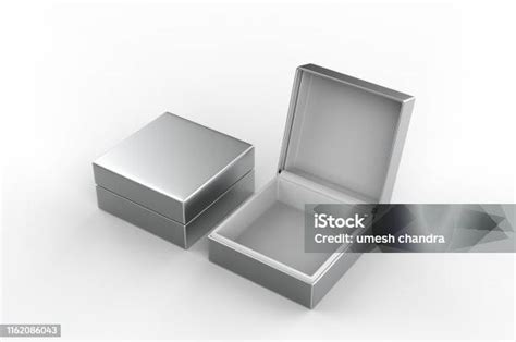 브랜딩 프리젠 테이션 및 모의 업 3d 일러스트를위한 내부 여우와 흰색 빈 고급 단단한 상자 0명에 대한 스톡 사진 및 기타