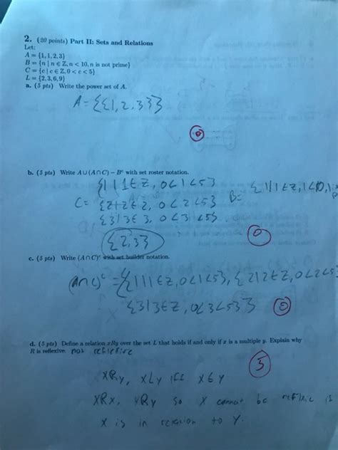 solved 2 20 points part ii sets and relations let a