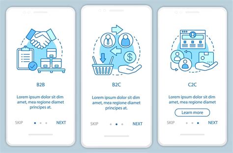 Business Transactions Onboarding Mobile App Page Screen Vector Template B2b B2c C2c